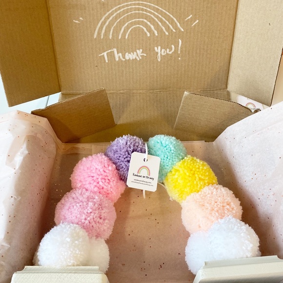 Handmade | Party Supplies | Rainbow Pom Pom Table Centerpiece Kids ...